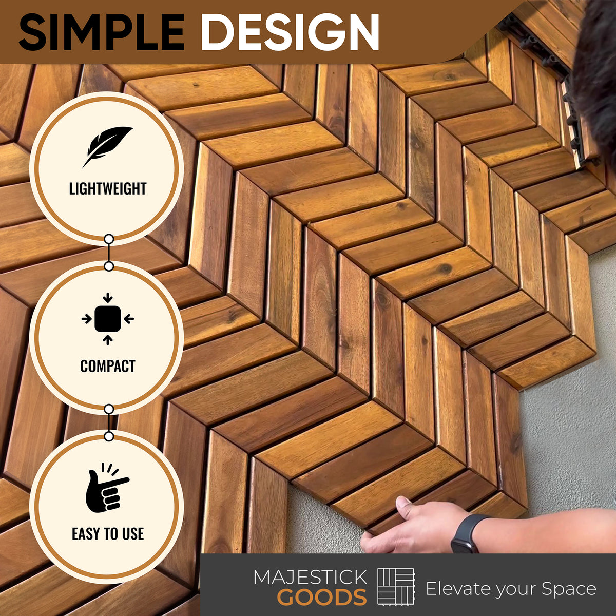 Introducing Our Brand-New Herringbone Style Acacia Wood Deck Tile – Majestick Goods