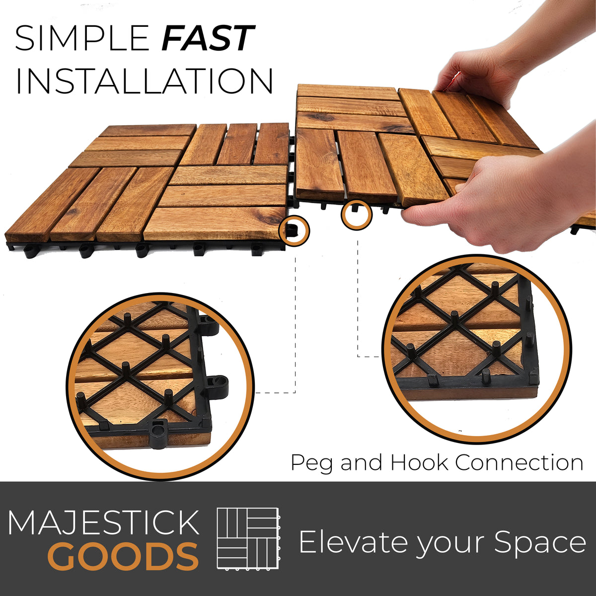 12 Slat Acacia Deck Tiles – Majestick Goods