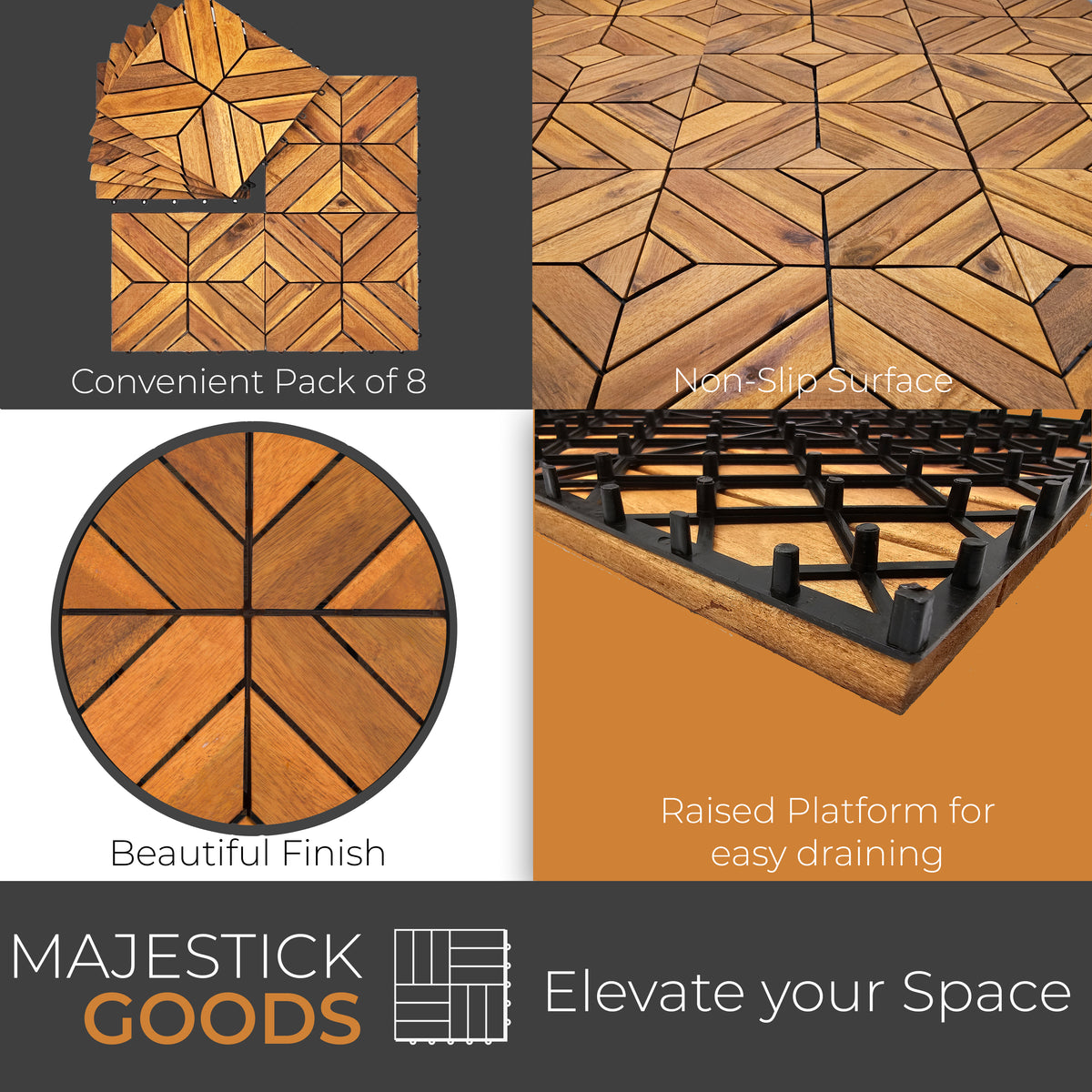 Diamond Acacia Deck Tile – Majestick Goods